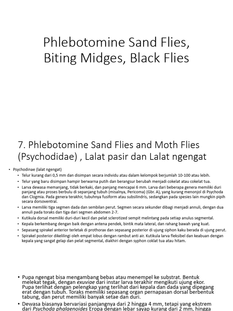 Phlebotomine Sand Flies, Biting Midges, Black Flies | PDF | Sains ...