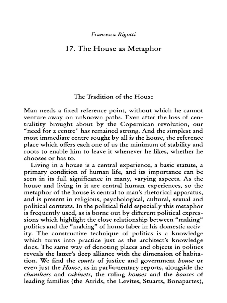 The House As Metaphor | PDF | Idea | Martin Heidegger