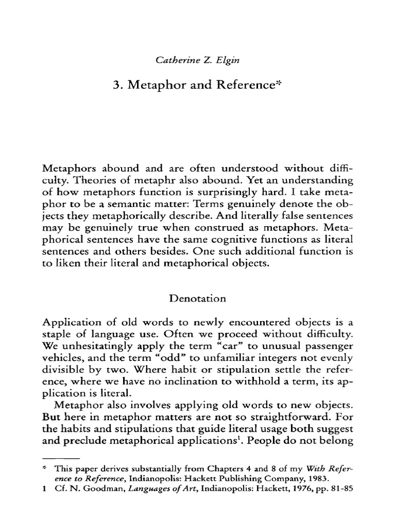 3. Metaphor and Reference | PDF