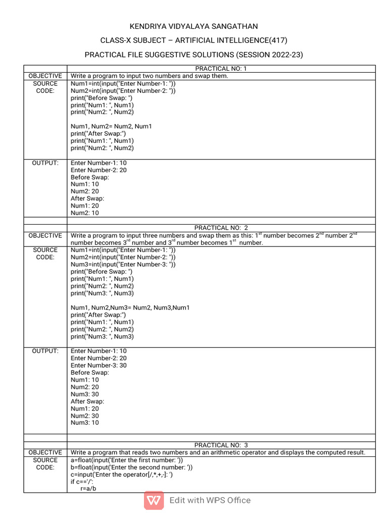 X Ai Practicals 2022-23 | PDF