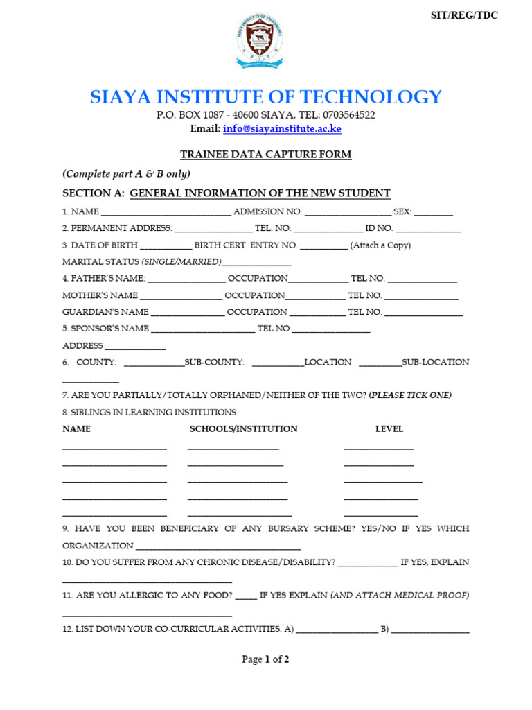 Data Capture Form Pdf Birth Certificate Authentication