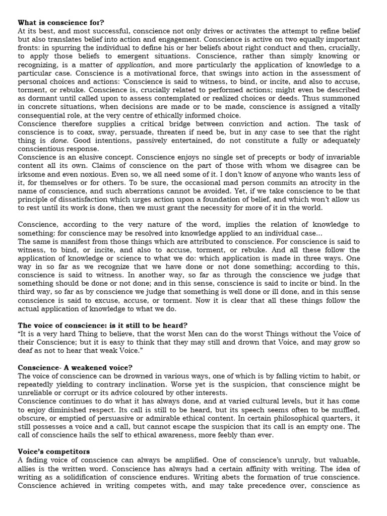 PHI447 Resource Conscience | PDF | Conscience | Knowledge