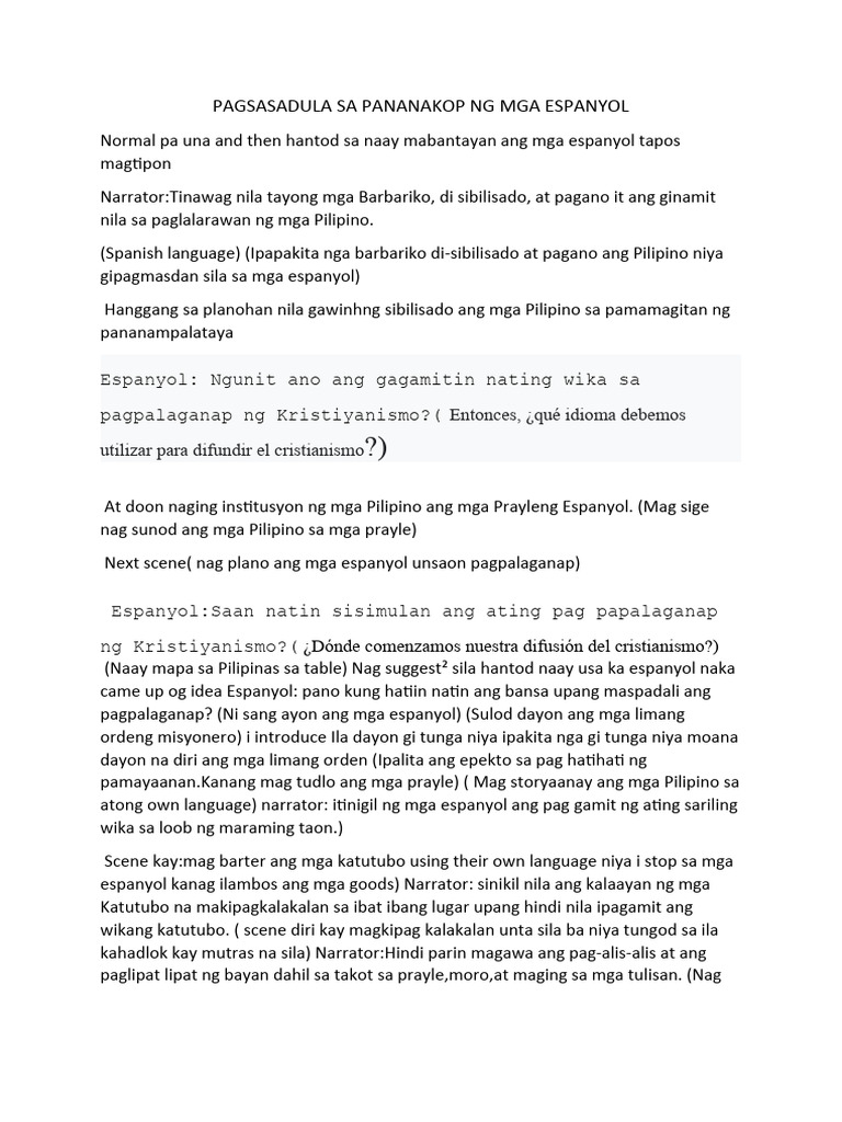 Pagsasadula Sa Pananakop NG Mga Espanyol | PDF