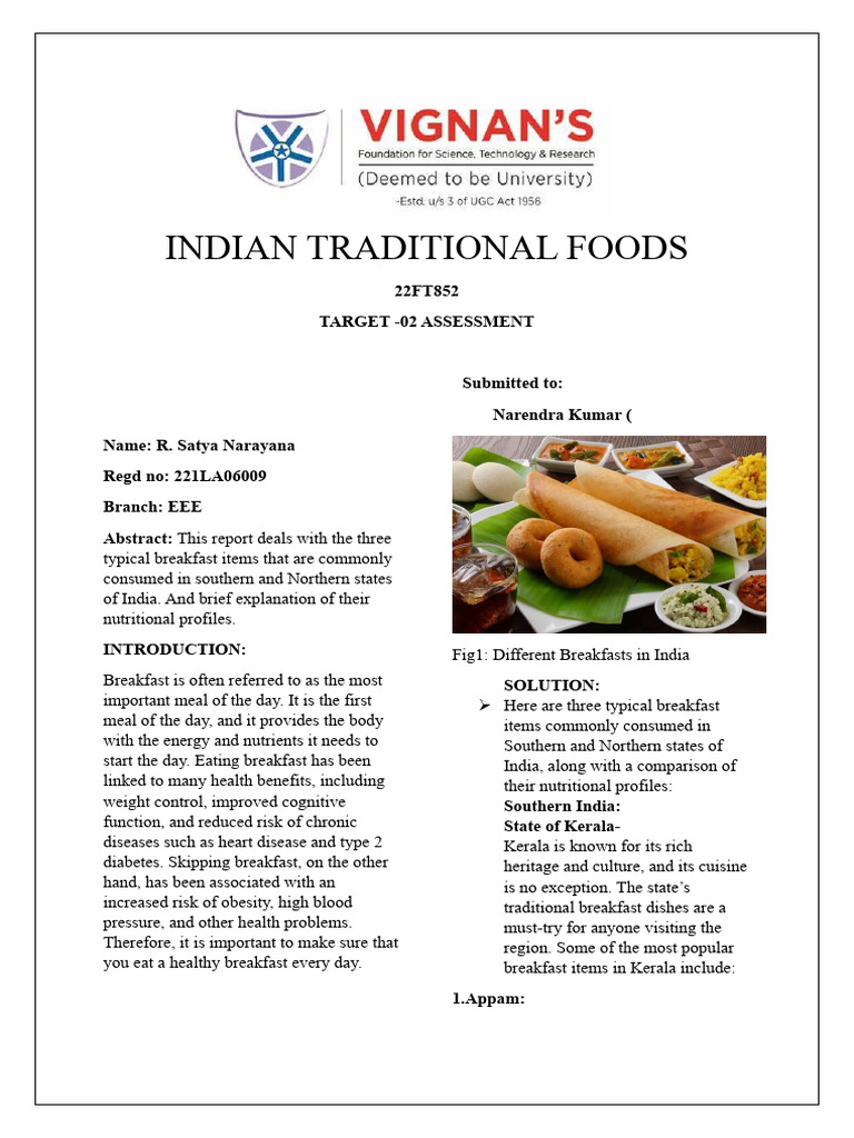 Nutritional Insights on Idiyappam and Appam | PDF | Nutrition | Diet ...