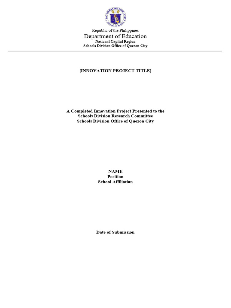 Completed Innovation Project Template | PDF | Risk | Metro Manila