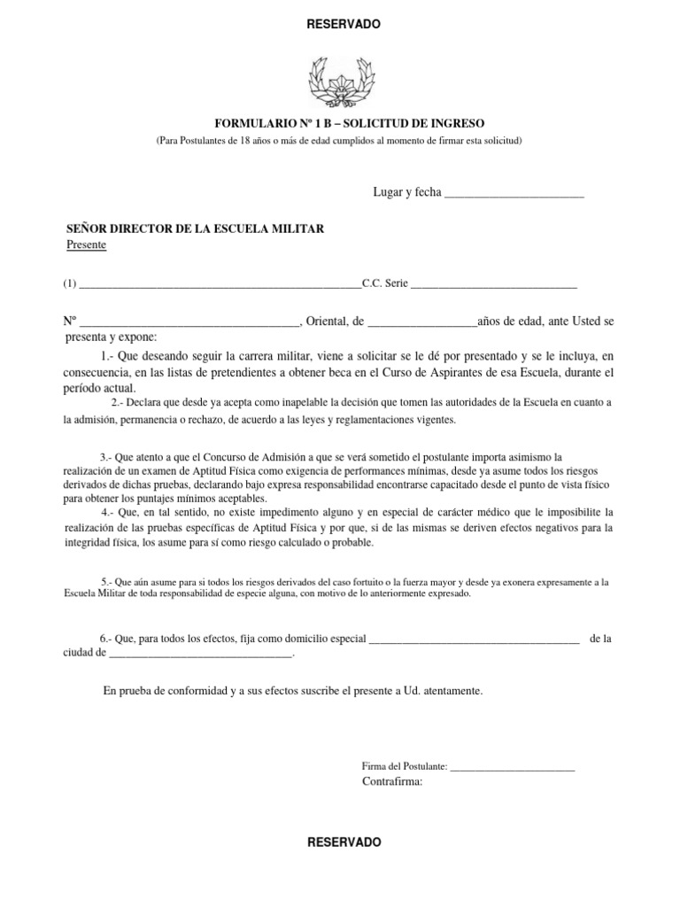 Formulario 1 B | PDF