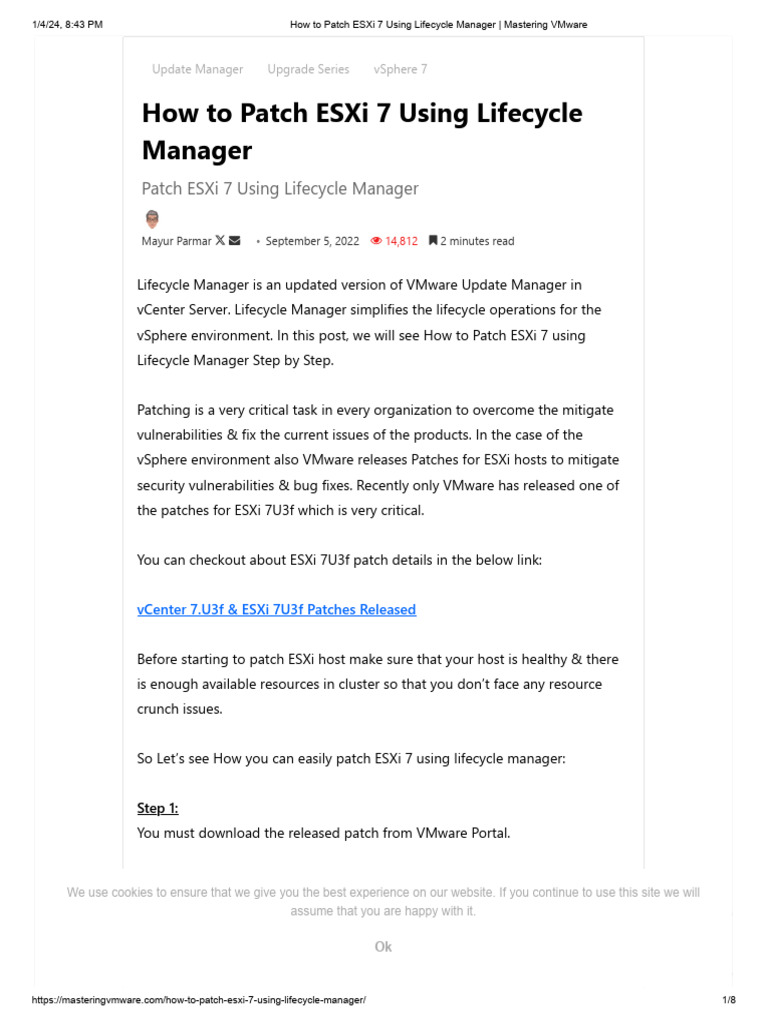 How To Patch ESXi 7 Using Lifecycle Manager - Mastering VMware | PDF | System Software ...