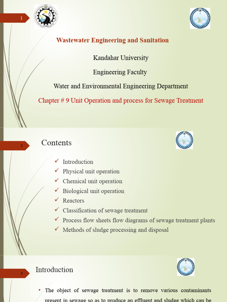 Sewage Treatment Processes Guide | PDF | Sewage Treatment | Process Engineering
