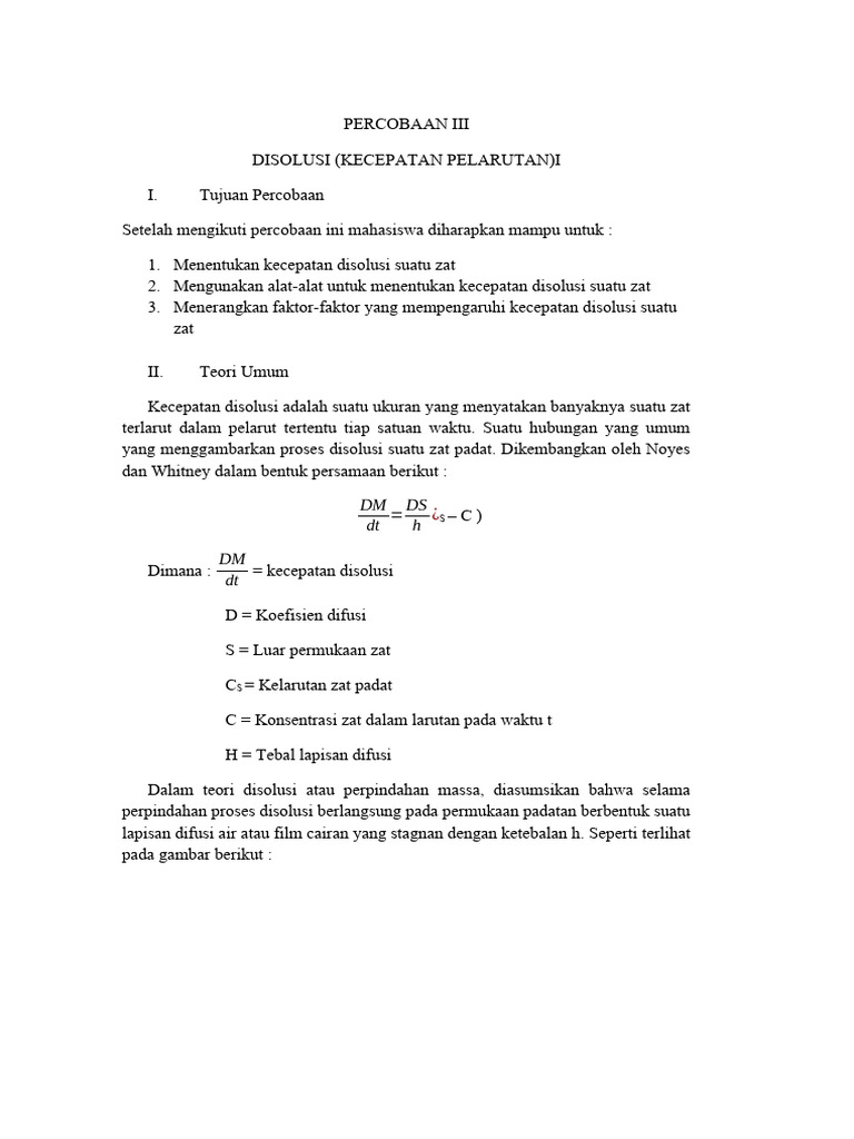 Tujuan Dasar Teori Disolusi | PDF