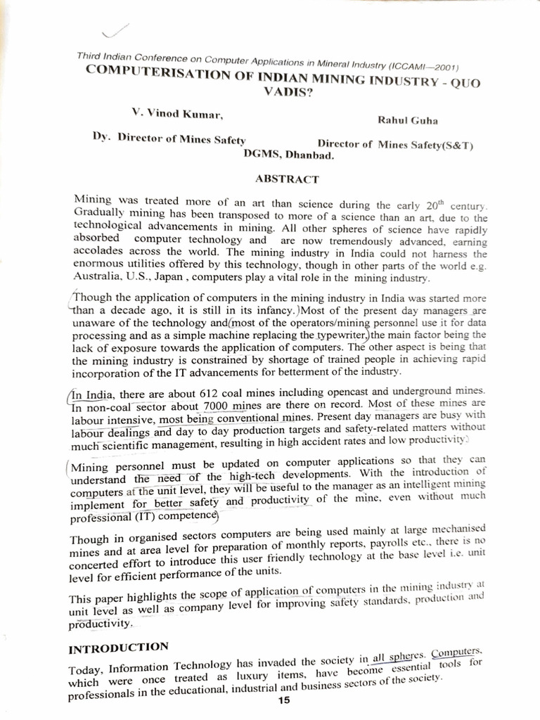 Computerisation in Indian Mining | PDF | Mining | Information