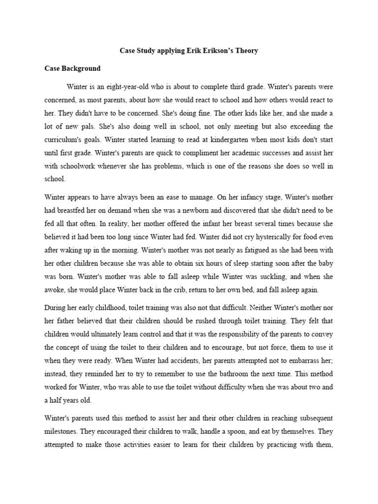 Case Study - Erik Erikson | PDF | Sigmund Freud | Oedipus Complex