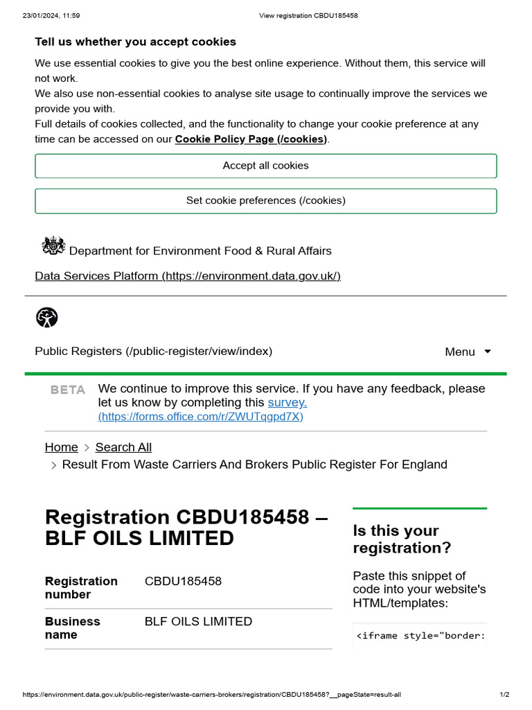 BLF Oils Waste Carrier License | PDF | Http Cookie | Computing