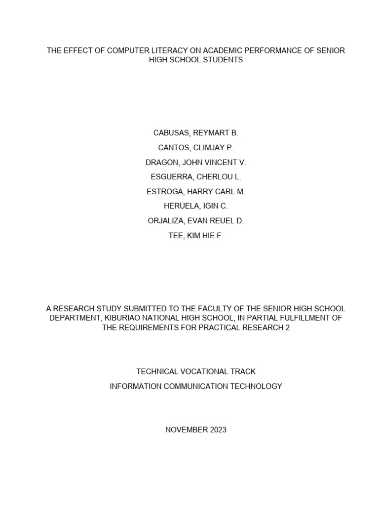 Impact of Computer Literacy on Grades | PDF | Literacy | Survey Methodology