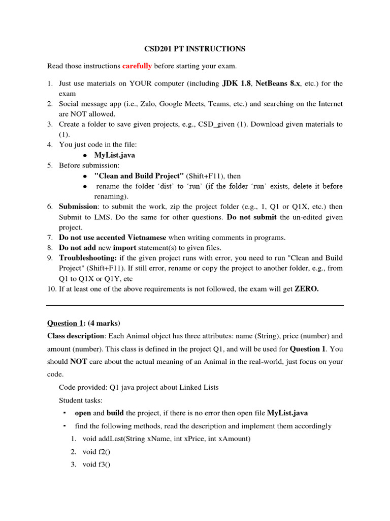 Csd201 PT Instructions: Carefully | PDF
