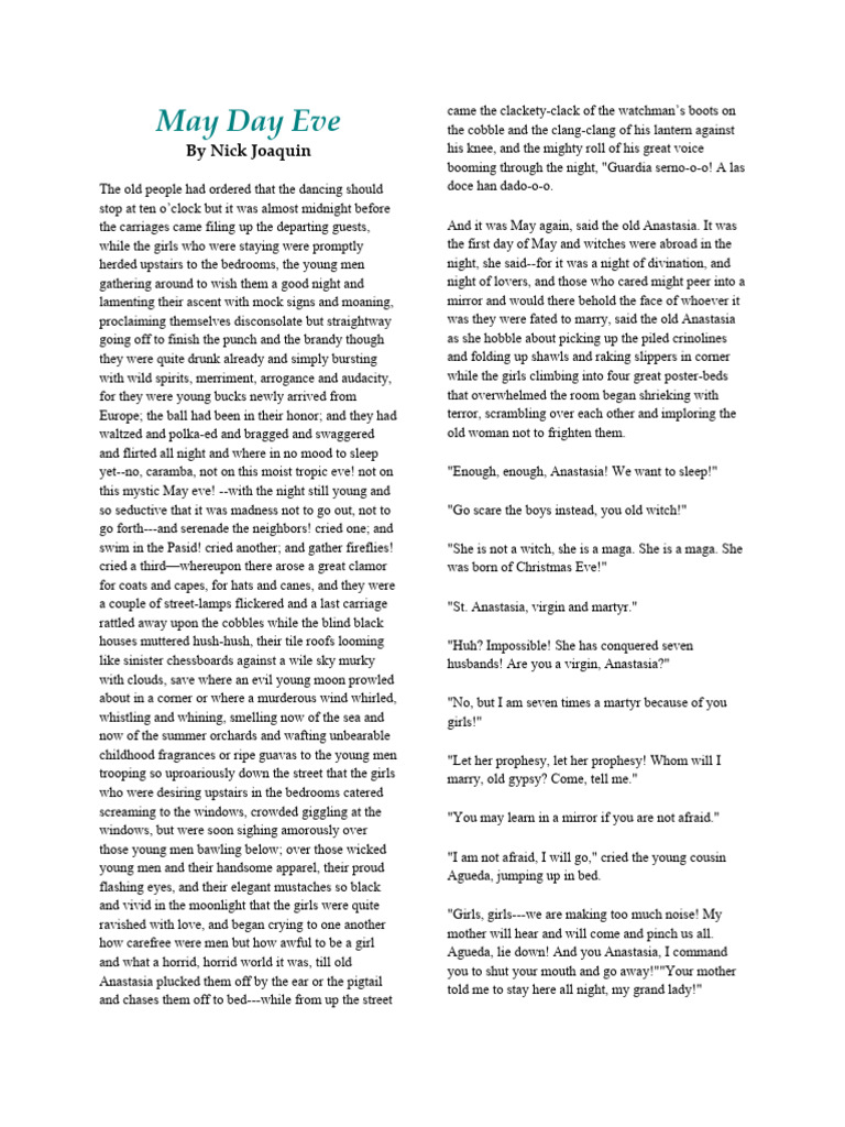 May Day Eve by Nick Joaquin | PDF