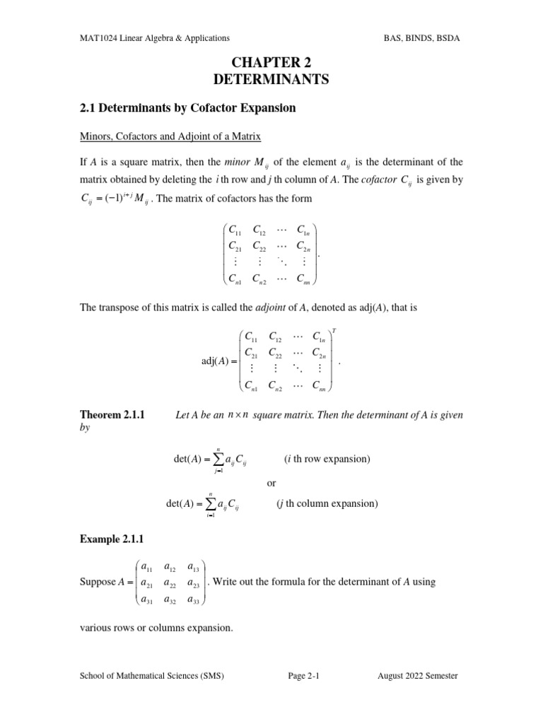 Lecture Notes (Chapter 2) MAT1024 LA | PDF | Matrix (Mathematics ... Lecture Notes (Chapter 2) MAT1024 LA | PDF | Matrix (Mathematics ...