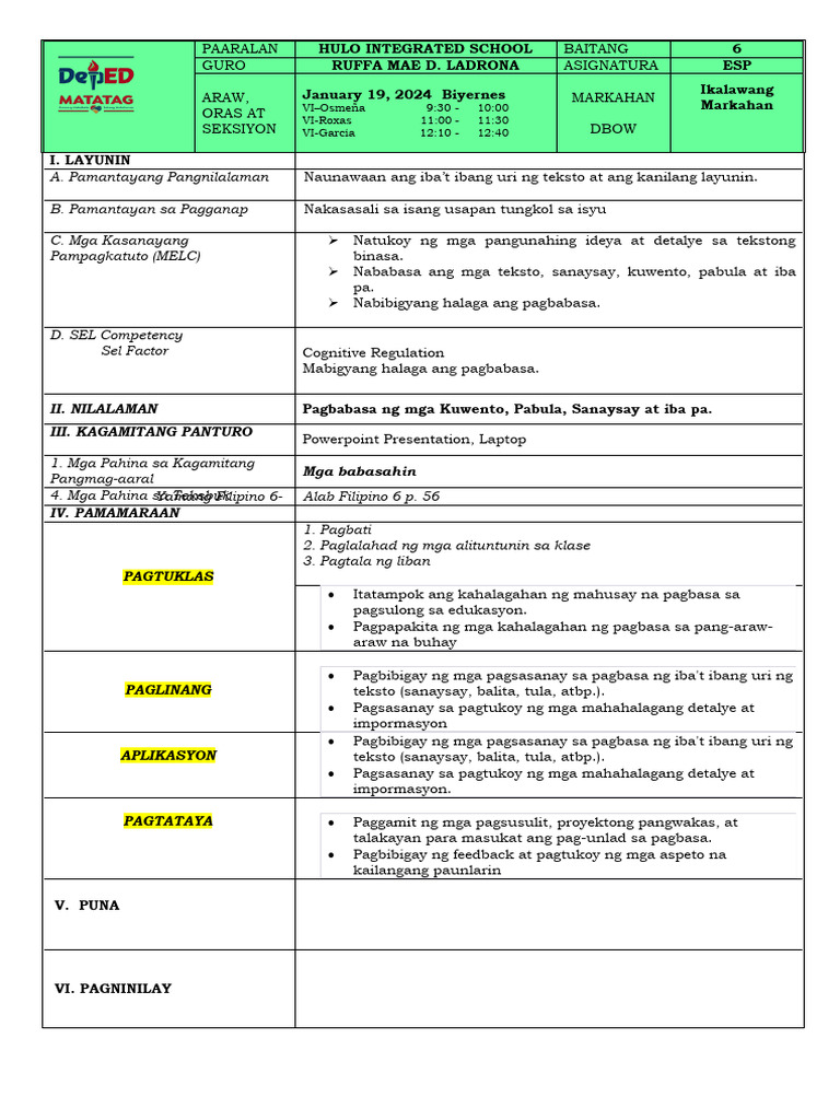 Reading-LP-Filipino - Catch Up Fridays | PDF