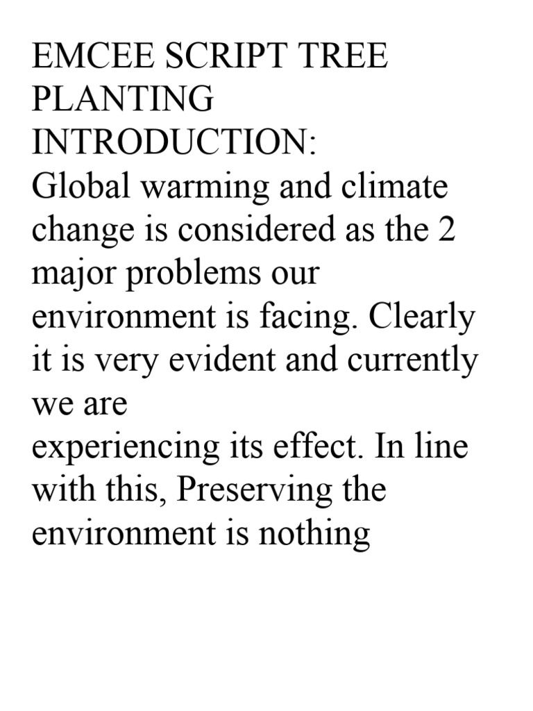 Emcee Script Tree Planting | PDF | Home & Garden | Science & Mathematics