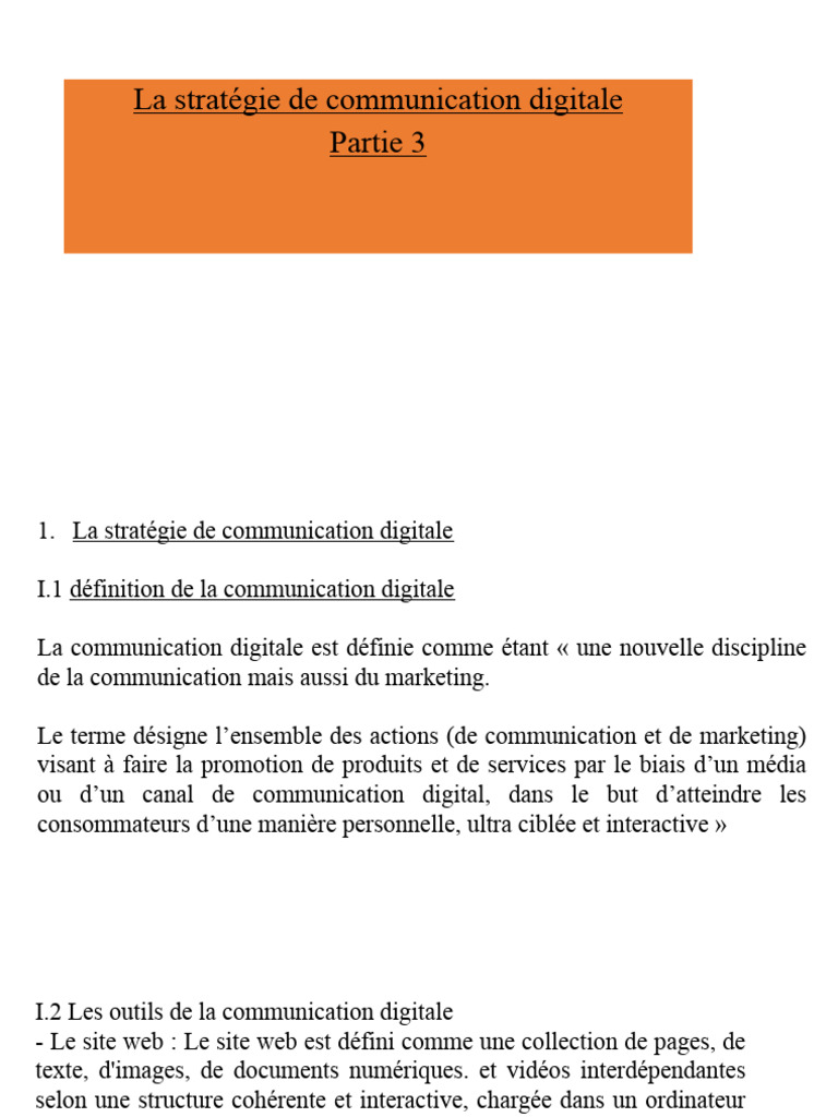 Strategie de Communication Digitale - Partie 3 | PDF | Réseaux sociaux | Études sur la culture ...