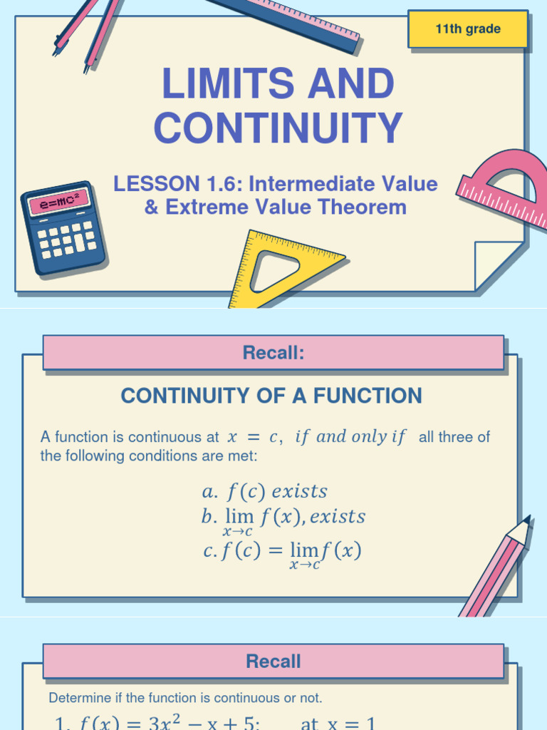 Intermediate Value Extreme Value Theorem | PDF