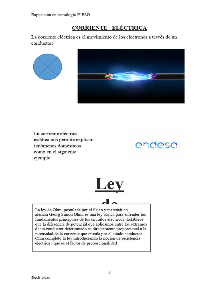 Corriente Eléctrica y Ley de Ohm 2º ESO | PDF