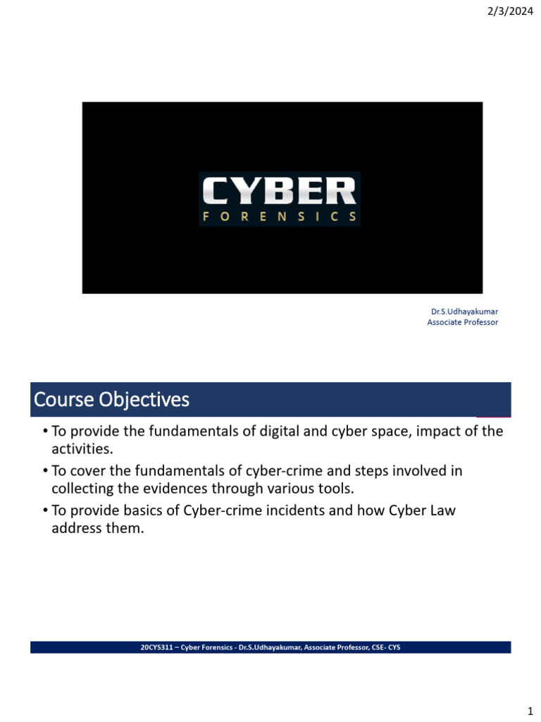 Cyber Forensics Course Guide | PDF | Computer Forensics | Digital Forensics