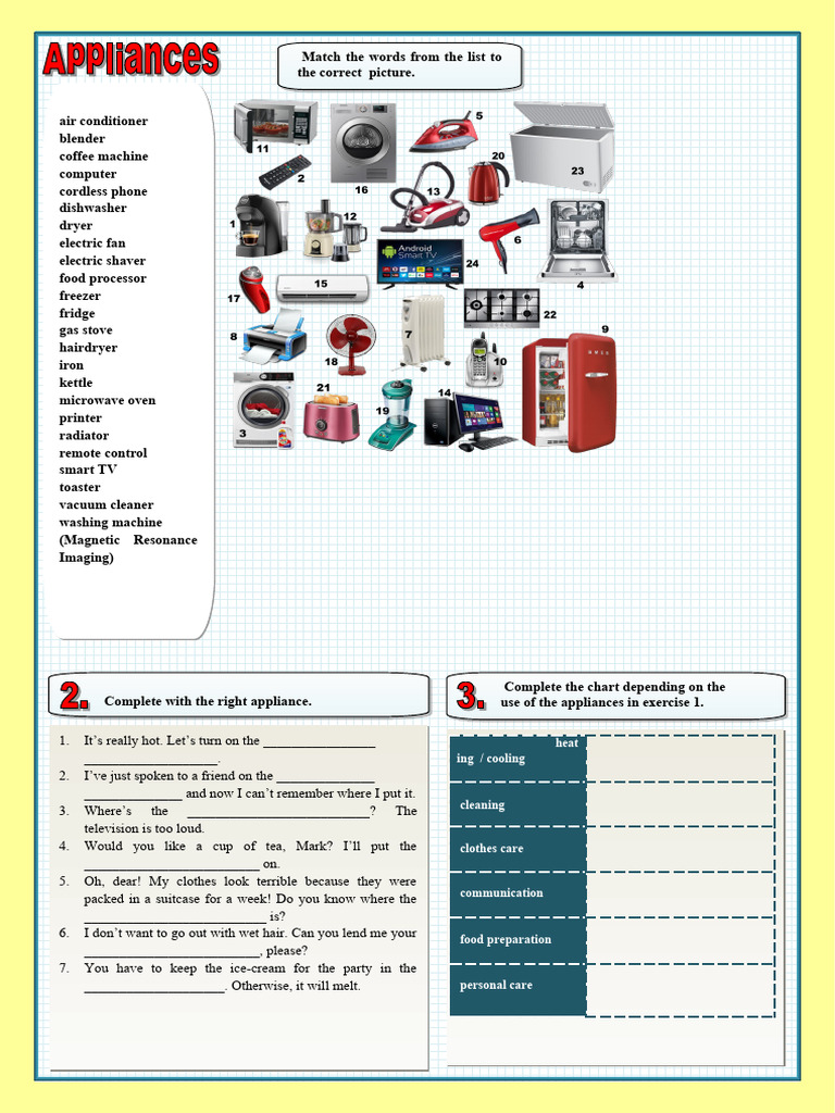 Household Appliances Icebreakers Information Gap Activities Picture Dic ...