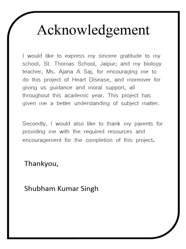 Acknowledgement | PDF | Wellness