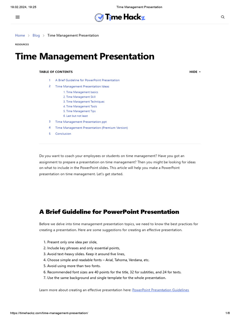 Time Management Presentation | Download Free PDF | Time Management ...