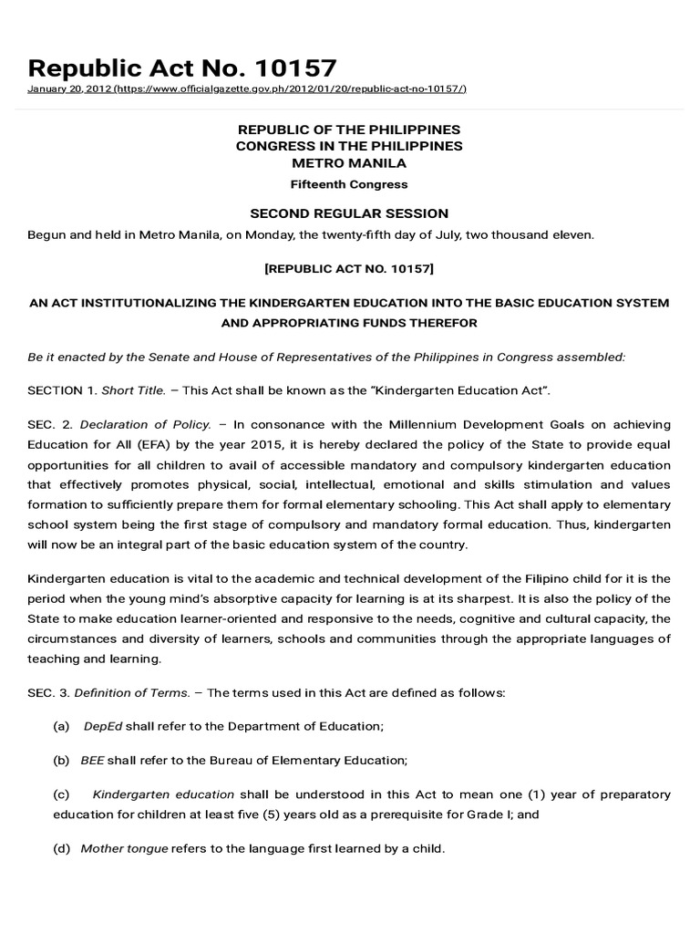 Republic Act No. 10157 - Official Gazette of The Republic of The ...
