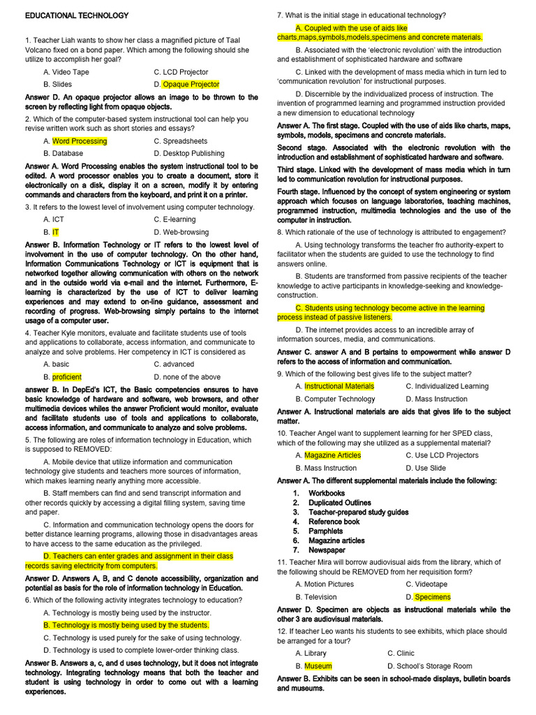 ED TECH (Teacher Liah) WITH ANSWER | PDF | Educational Technology | Computing