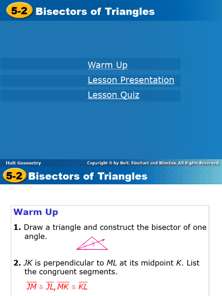 5-2bisectors of Triangles | PDF | Triangle | Perpendicular