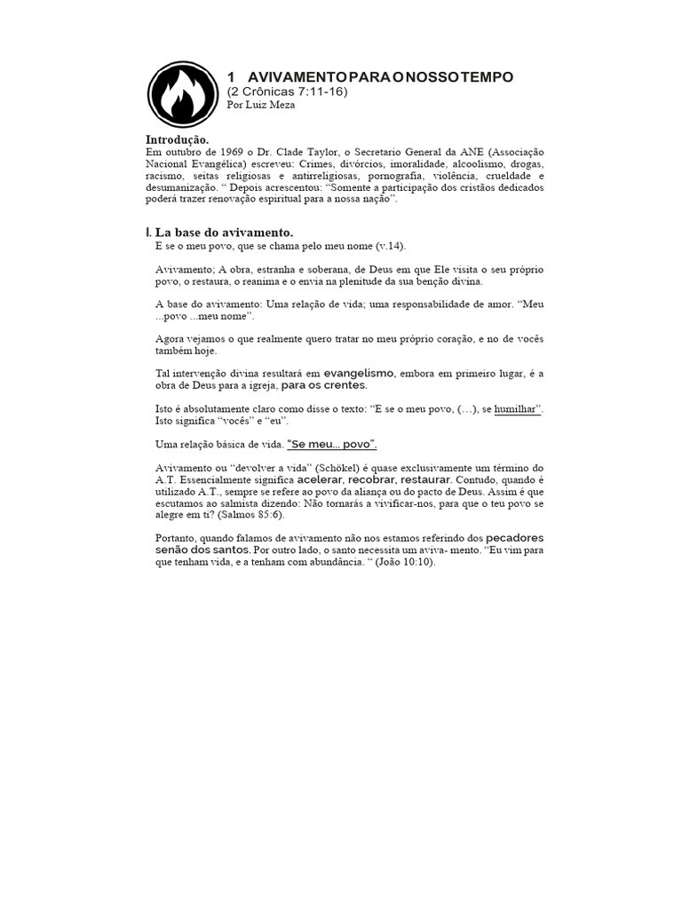 Avivamento Para O Nosso Tempo Pdf