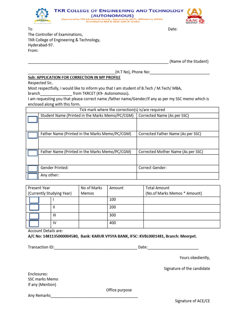 Name Correction Application Form | PDF