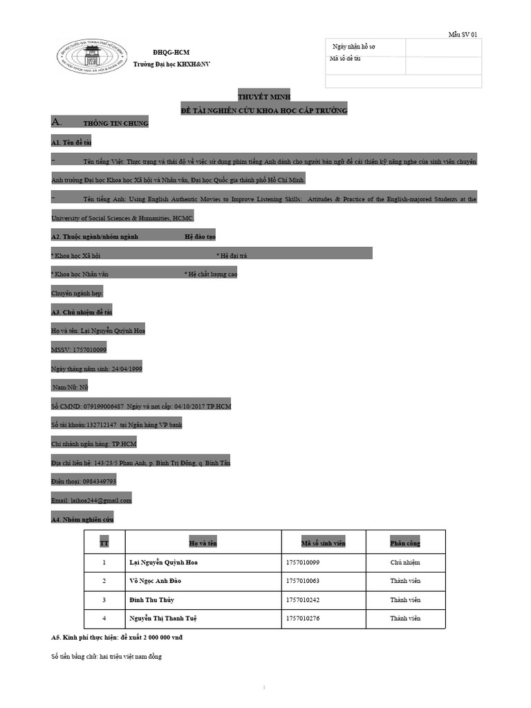 Tong Hop - Thuyet Minh de Tai NCKH - Movies | PDF