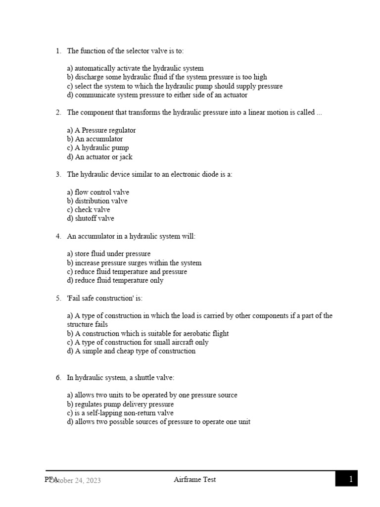 Airframe Test 1 | PDF