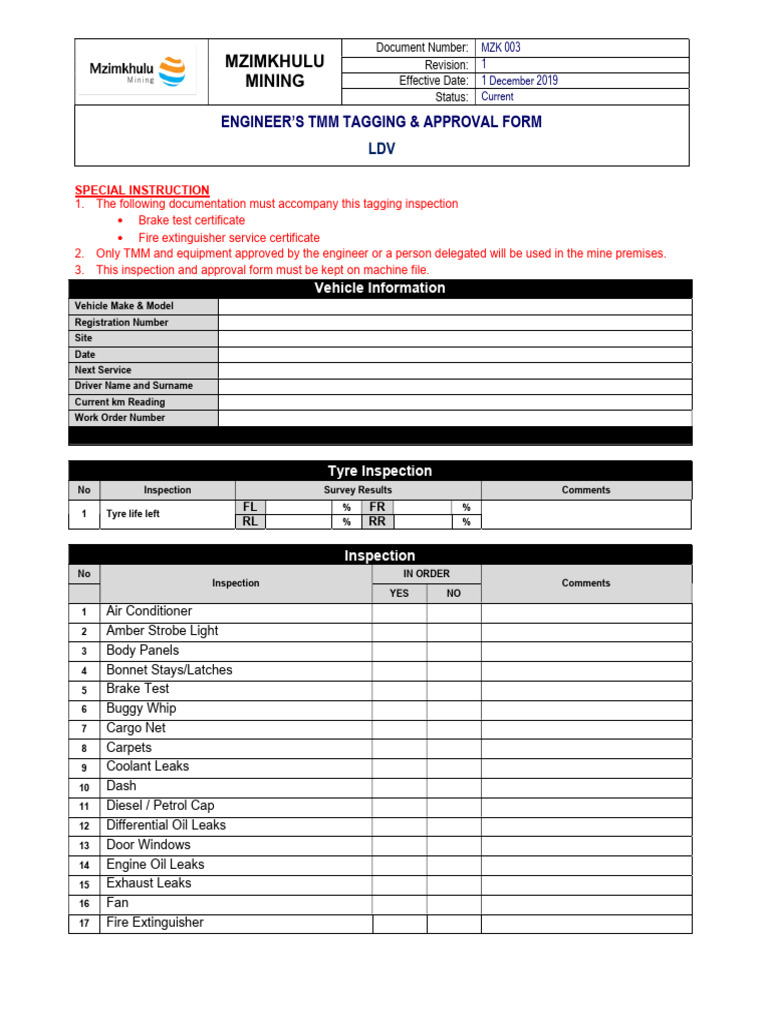 MZK003 - LVD Tagging Inspection | PDF | Belt (Mechanical) | Vehicles