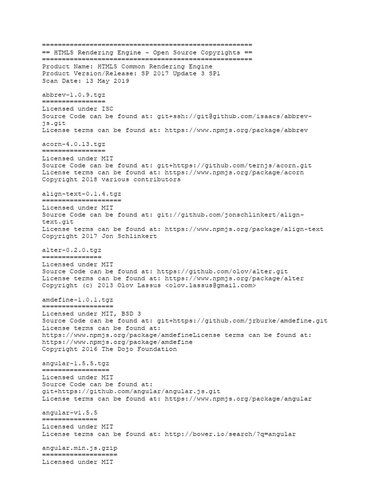OSSLicense HTML5CommonRenderingEngine | PDF