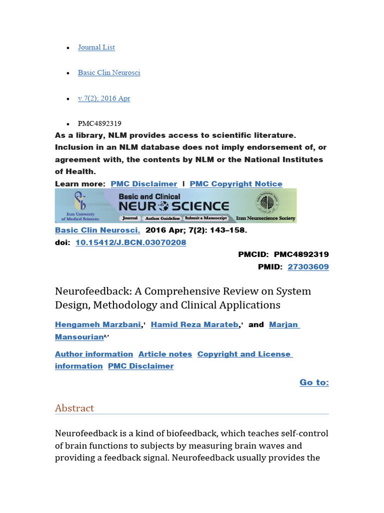 NFB Review Applications | PDF | Neurofeedback | Electroencephalography