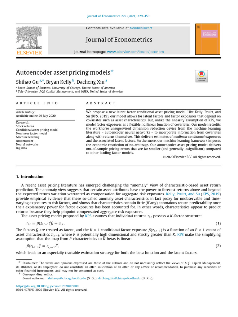 Autoencoder Asset Pricing Models Pdf Principal Component Analysis Artificial Neural Network 