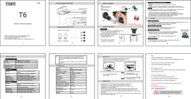 TOZO T6 Wireless Earbuds Manual B1pbjO8hDfL | PDF