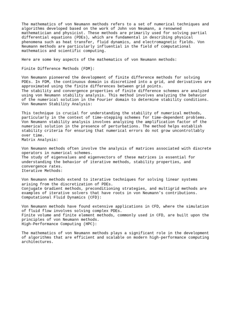 Mathematics of Von Neumann Methods | PDF | Numerical Analysis | Partial ...