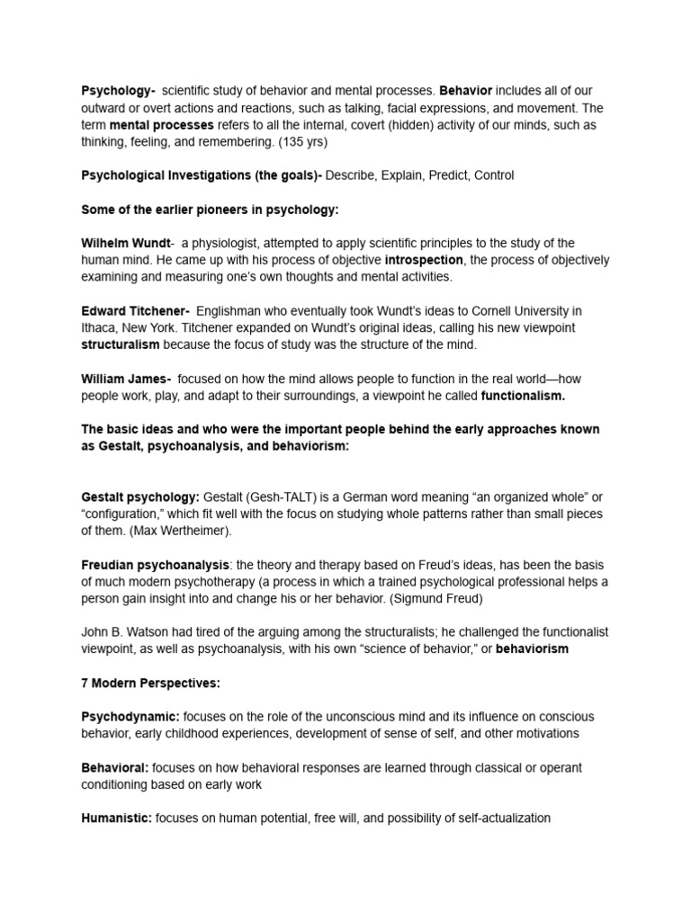 Psych 101 (Week 2 Notes) | PDF | Psychology | Observation