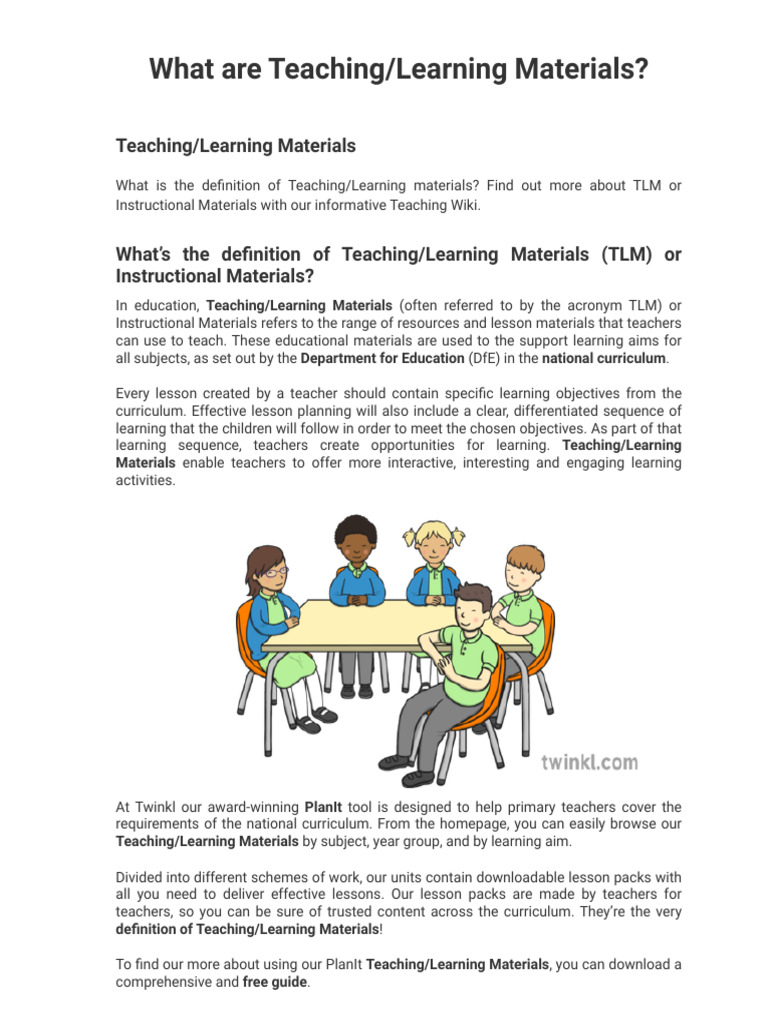 Instructional Materials - Teaching - Learning Materials Definition | PDF | Flashcard | Learning