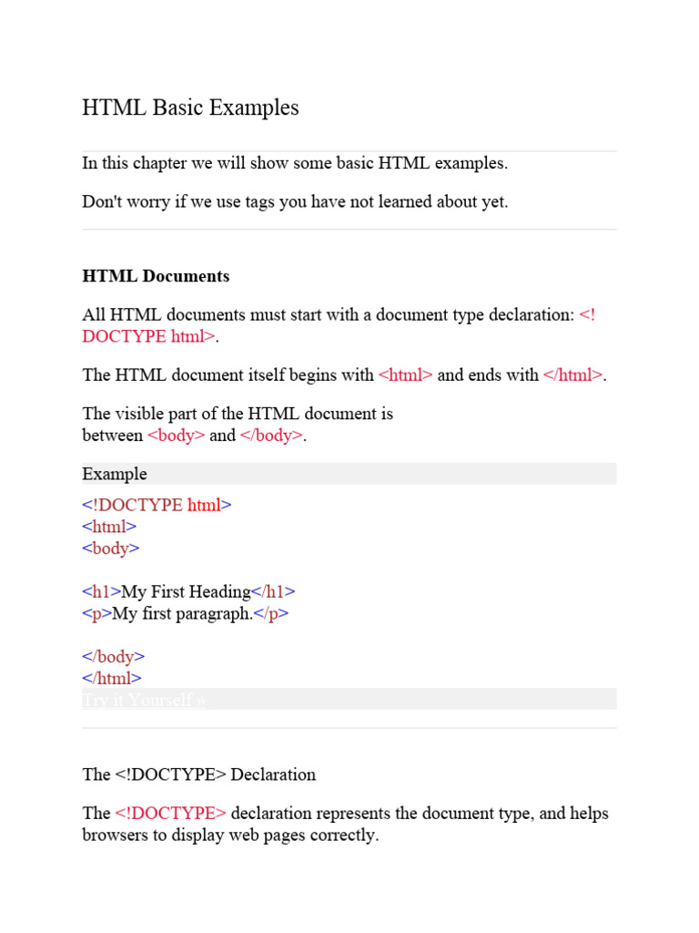 4 HTML Basic Examples | PDF 4 HTML Basic Examples | PDF