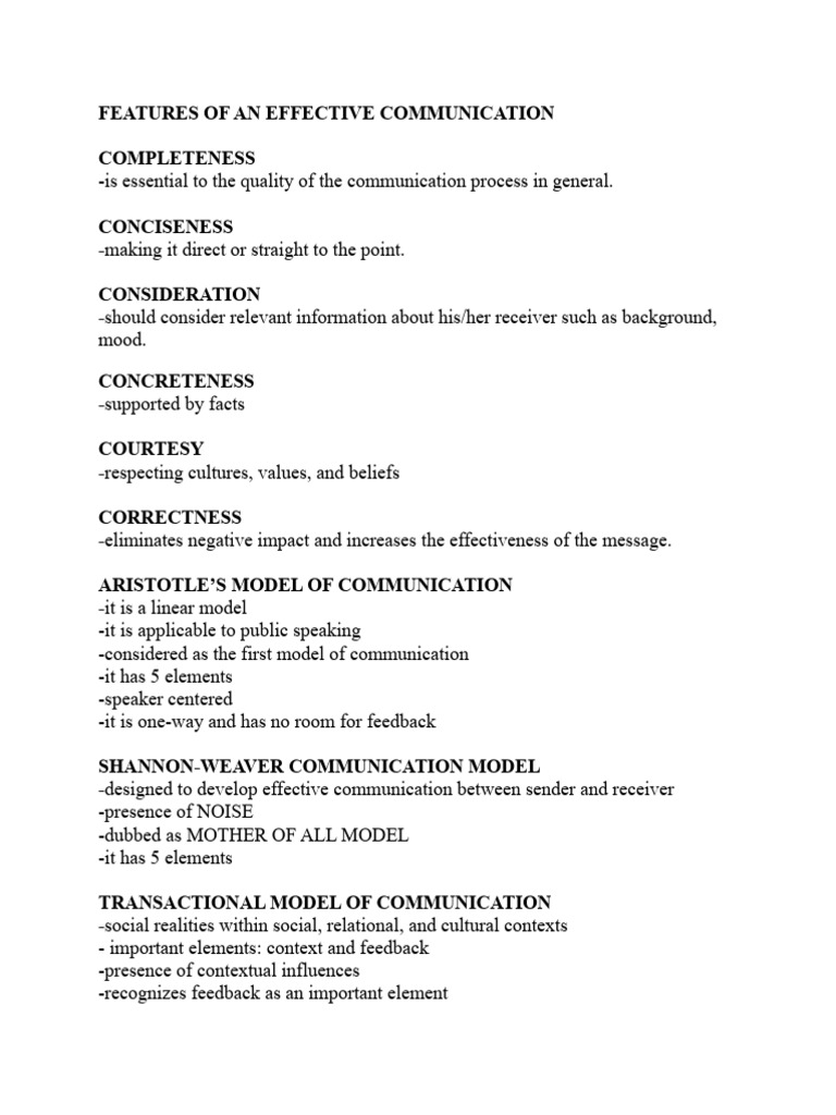 Features of An Effective Communication | PDF
