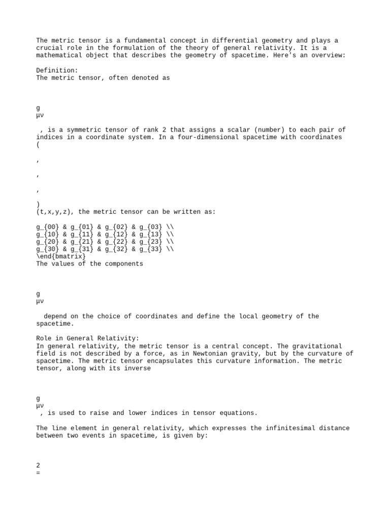 Metric Tensor | PDF