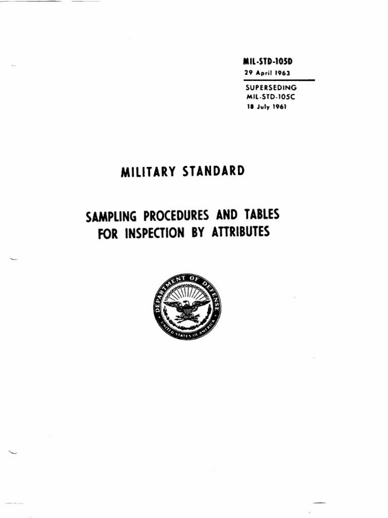 Mil Std 105d | Sampling (Statistics) | Science & Mathematics