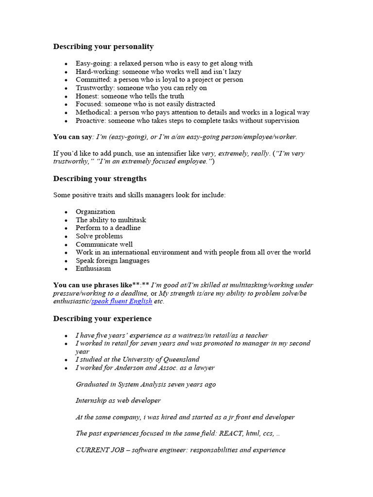 Vocab For Interview - English | PDF | Human Communication | Business
