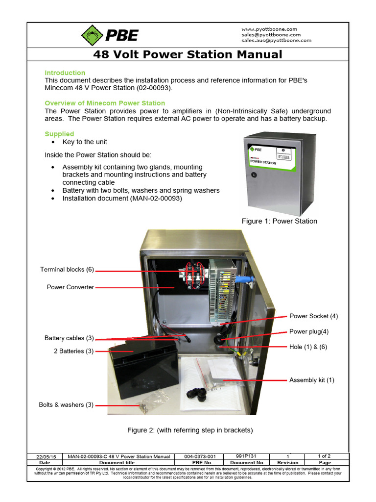 48 V Power Station Manual REV1 | PDF | Electrical Connector | Power Supply
